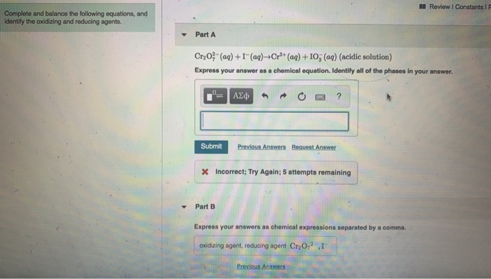 Solved Review I Constants IP Complete and balance the | Chegg.com