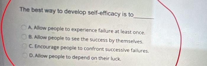 Solved The best way to develop self-efficacy is to A Allow | Chegg.com