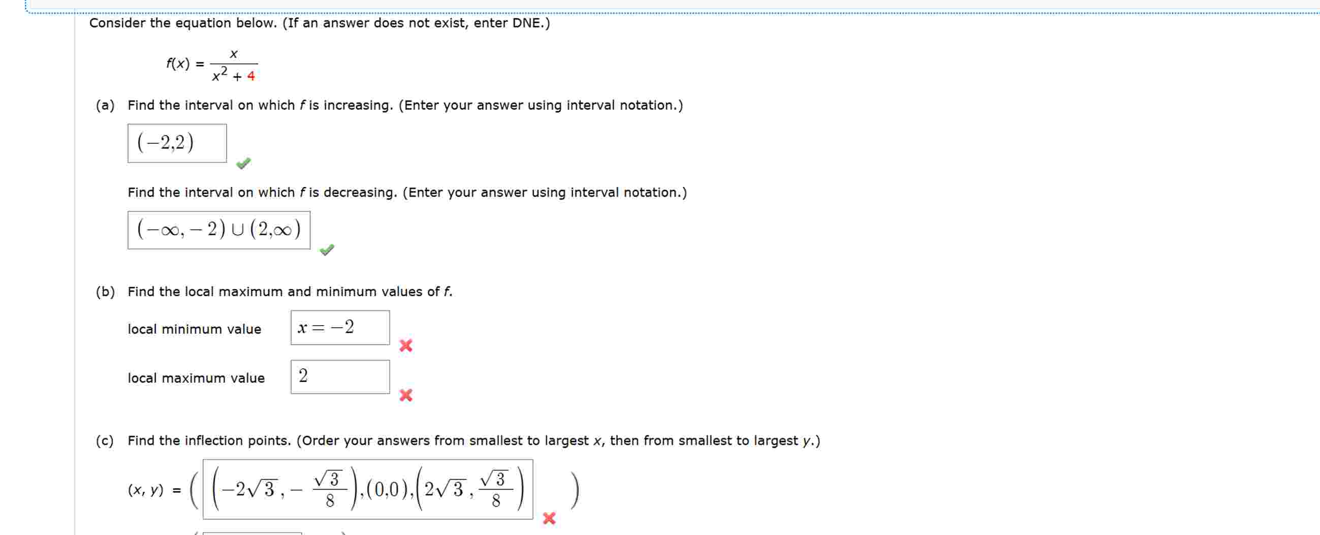 Solved Consider the equation below. (If an ﻿answer does not | Chegg.com