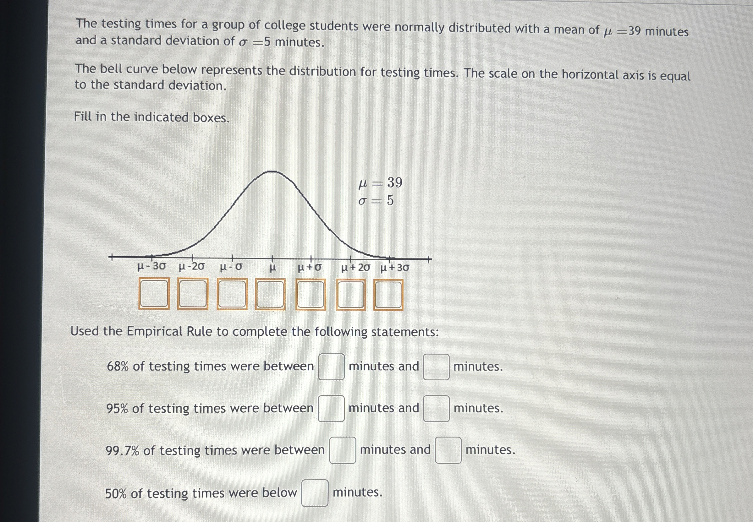 Solved The testing times for a group of college students | Chegg.com