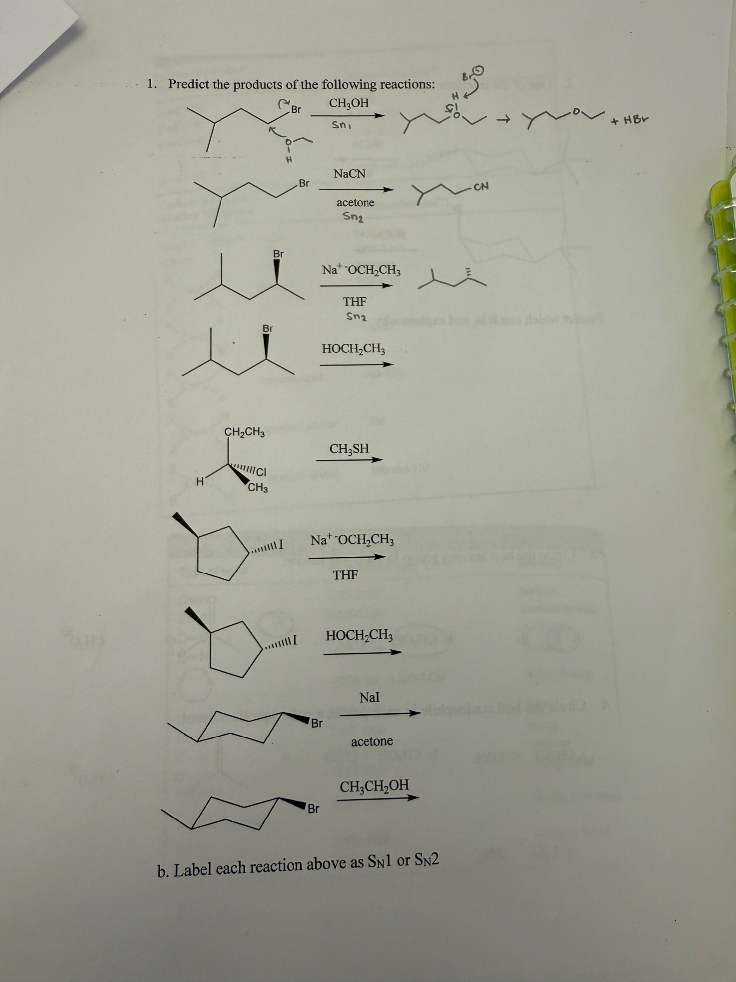 Solved Help me solve the following reactions. Predict the | Chegg.com