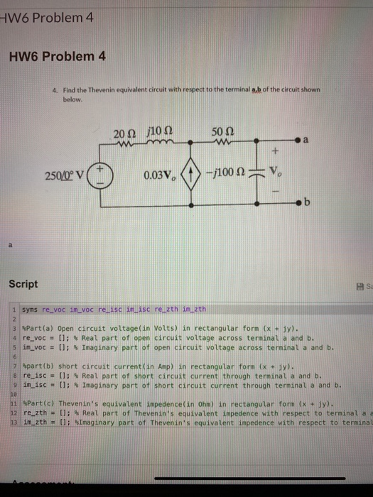 Solved HW6 Problem 4 HW6 Problem 4 4. Find the Thevenin | Chegg.com