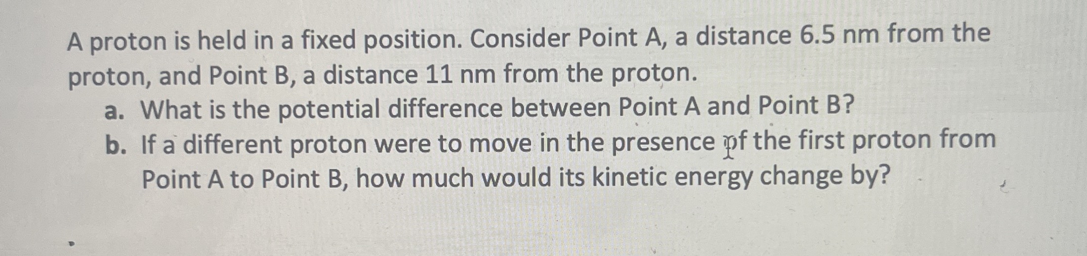 Solved A proton is held in a fixed position. Consider Point | Chegg.com