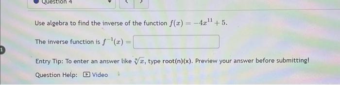 Solved Use algebra to find the inverse of the function \\( | Chegg.com