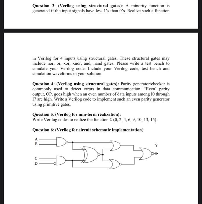 Solved Question 3: (Verilog using structural gates): A | Chegg.com