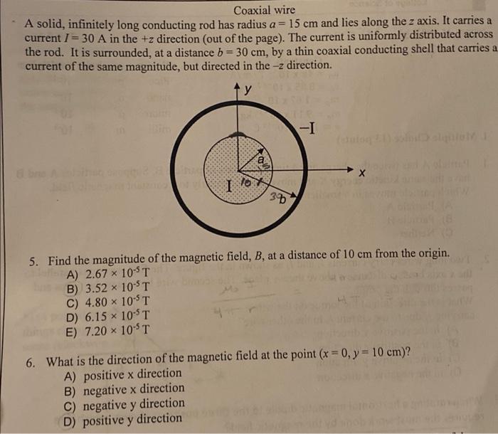 Solved Coaxial wire A solid, infinitely long conducting rod | Chegg.com