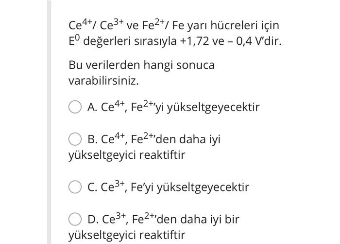 Solved E0 values for Ce4 + / Ce3 + and Fe2 + / Fe moieties | Chegg.com