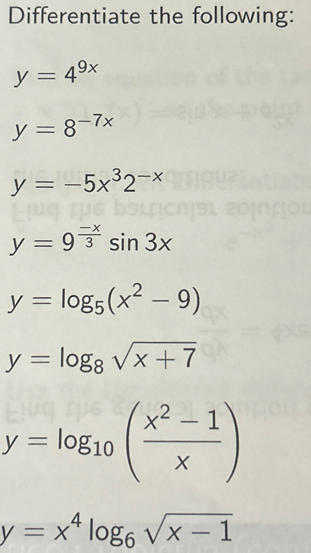 Solved Differentiate the | Chegg.com