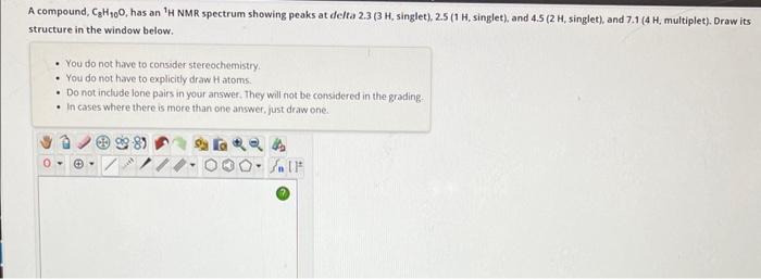 Solved A compound, C8H10O, has an 1H NMR spectrum showing | Chegg.com