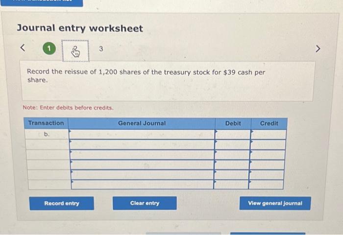 Solved \r\n\r\nJournal entry worksheet Record the reissue of | Chegg.com