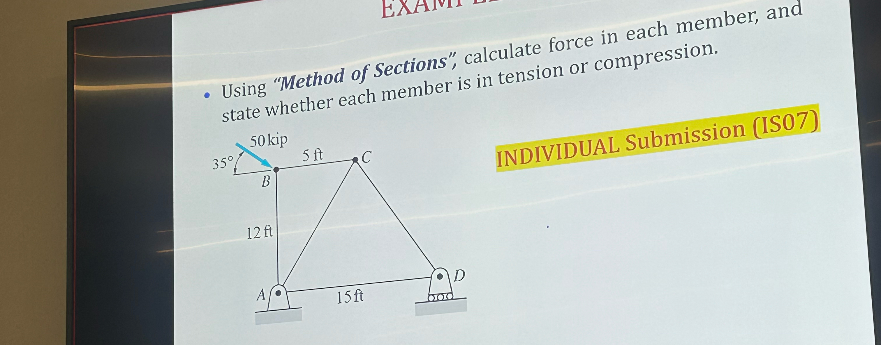 Solved Using "Method of Sections", calculate force in each | Chegg.com