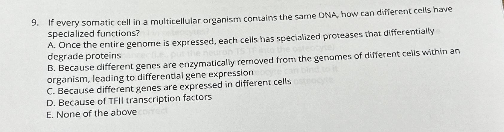 Solved If every somatic cell in a multicellular organism | Chegg.com