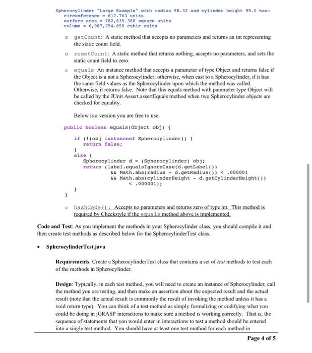 Solved I have Spherocylinder.java coded and it runs | Chegg.com