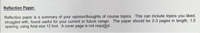 Solved 2 page : Reflection paper.Can you please give me a | Chegg.com
