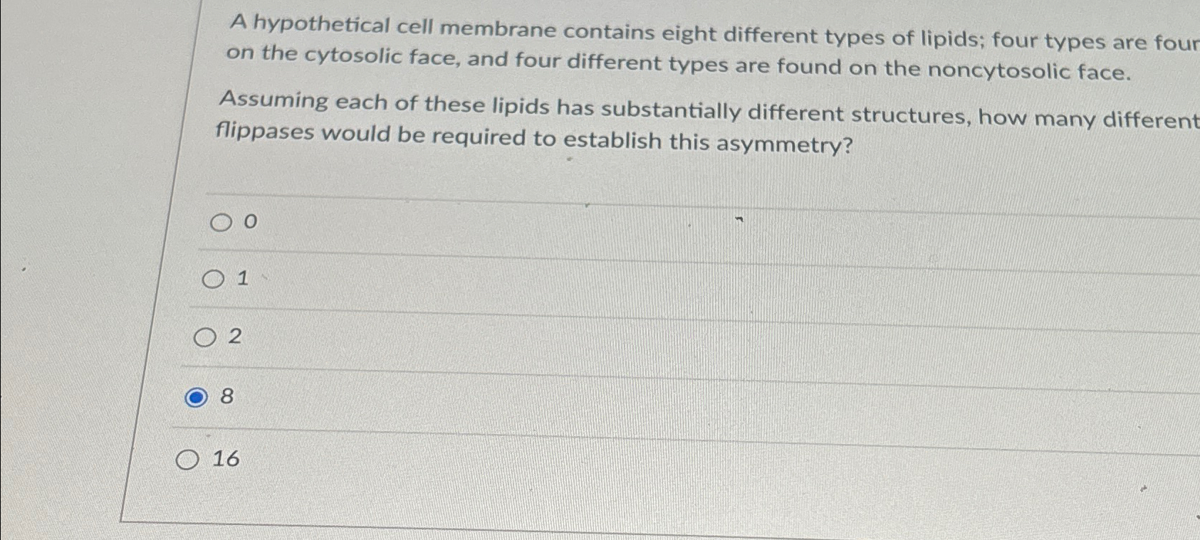 Solved A hypothetical cell membrane contains eight different | Chegg.com