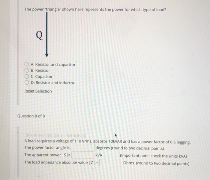 Solved The power triangle" shown here represents the power | Chegg.com