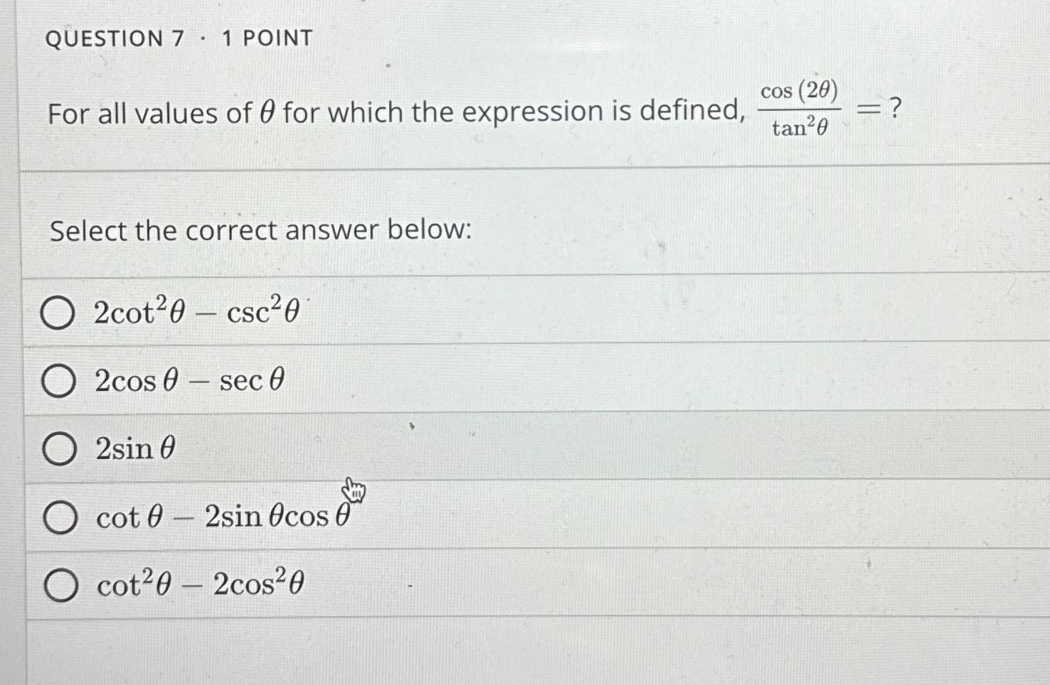 Solved QUESTION 7*1 ﻿POINTFor all values of θ ﻿for which the | Chegg.com