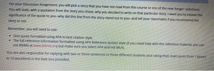 Solved For your Discussion Assignment, you will pick a story | Chegg.com