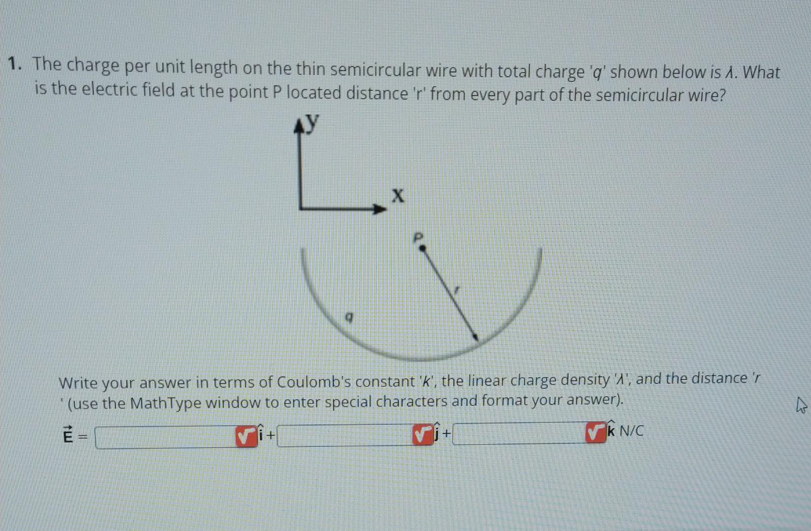 Solved 1. The charge per unit length on the thin | Chegg.com