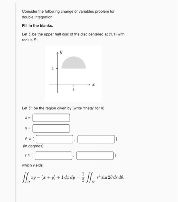 Solved Consider the following change of variables problem | Chegg.com