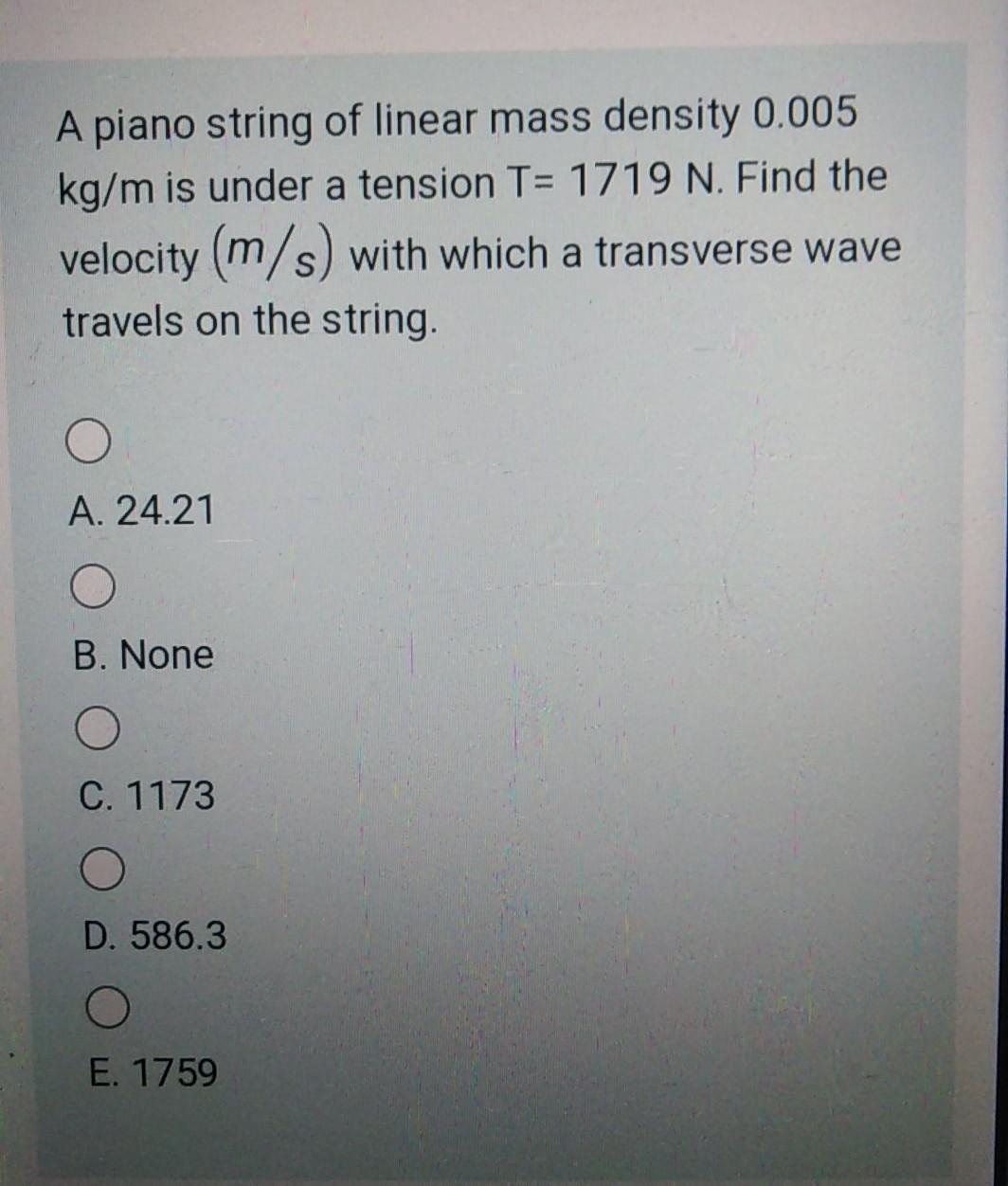Solved A piano string of linear mass density 0.005 kg/m is | Chegg.com
