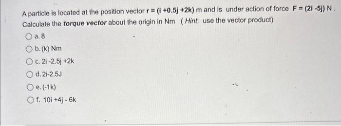 Solved A particle is located at the position vector | Chegg.com