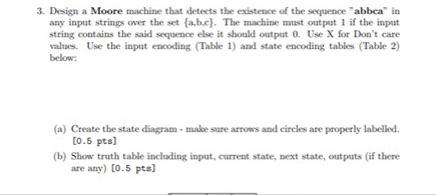 Solved 3. Design a Moore machine that detects the existence | Chegg.com