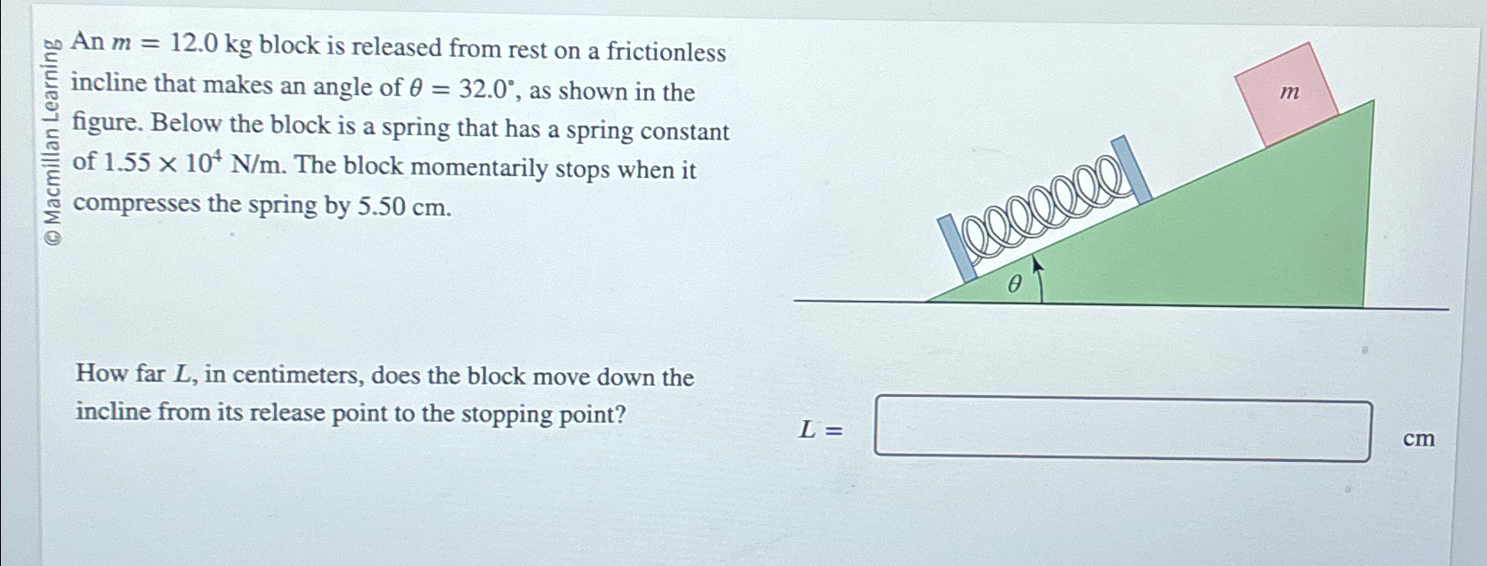 Solved An m=12.0kg ﻿block is released from rest on a | Chegg.com