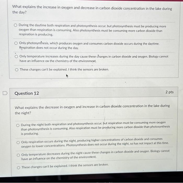 Solved What explains the increase in oxygen and decrease in | Chegg.com