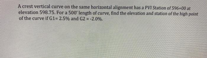 Solved A crest vertical curve on the same horizontal | Chegg.com