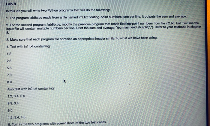 Solved Am I suppossdd to create the files named in1.txt and | Chegg.com