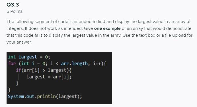 Solved Q3.3 5 Points The following segment of code is | Chegg.com