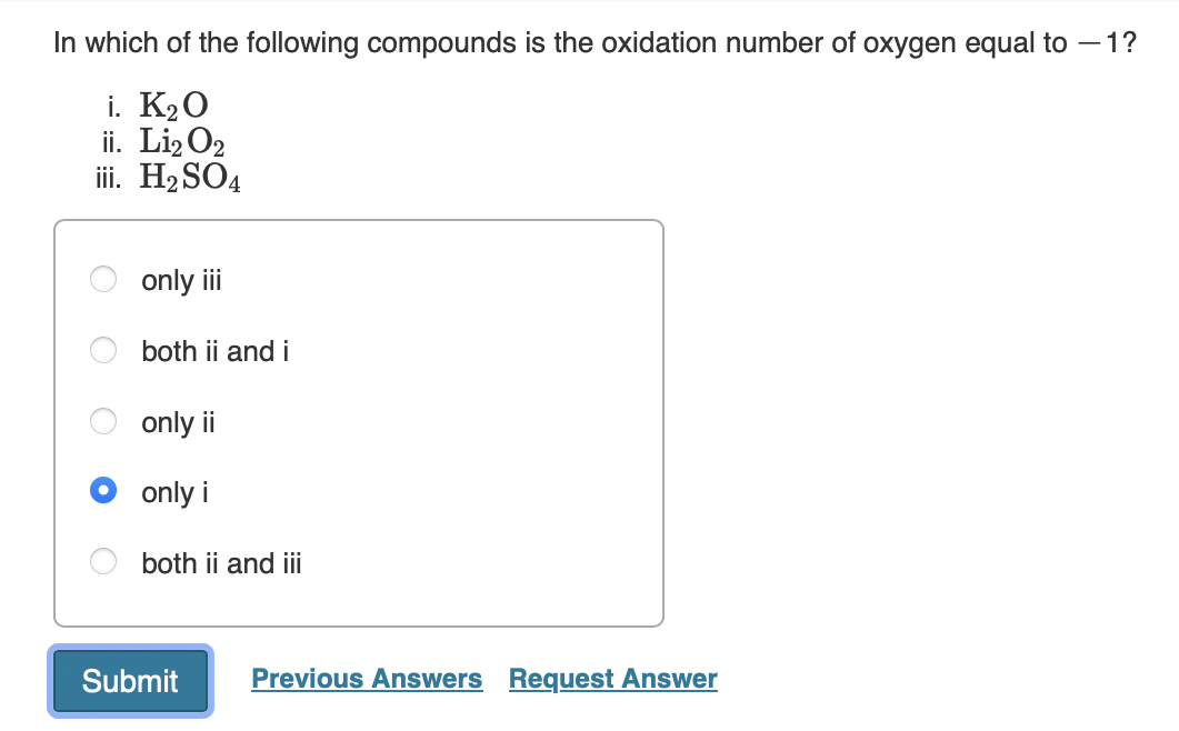 Solved In which of the following compounds is the oxidation | Chegg.com