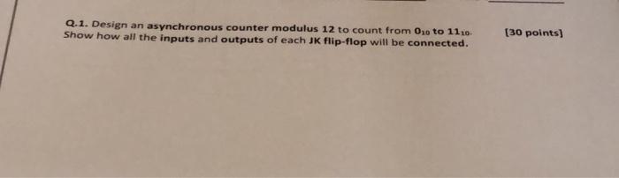 Solved Q.1. Design an asynchronous counter modulus 12 to | Chegg.com