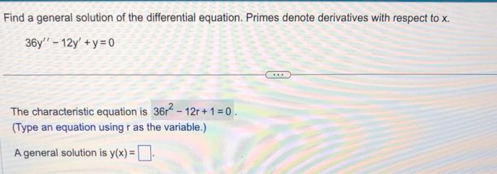 Solved Find a general solution of the differential equation. | Chegg.com