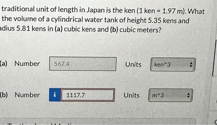 Solved traditional unit of length in Japan is the ken | Chegg.com