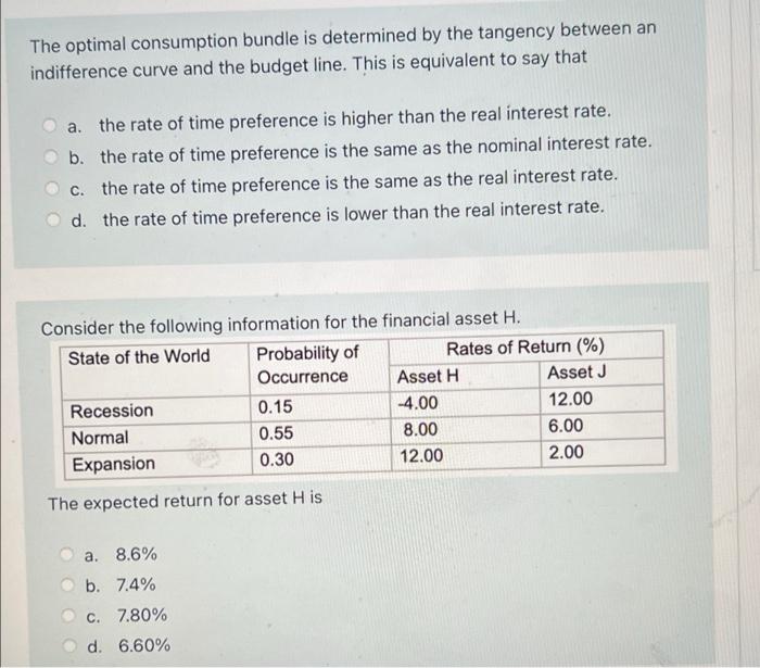 Solved The optimal consumption bundle is determined by the | Chegg.com