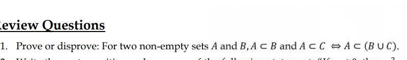 Solved eview QuestionsProve or disprove: For two non-empty | Chegg.com