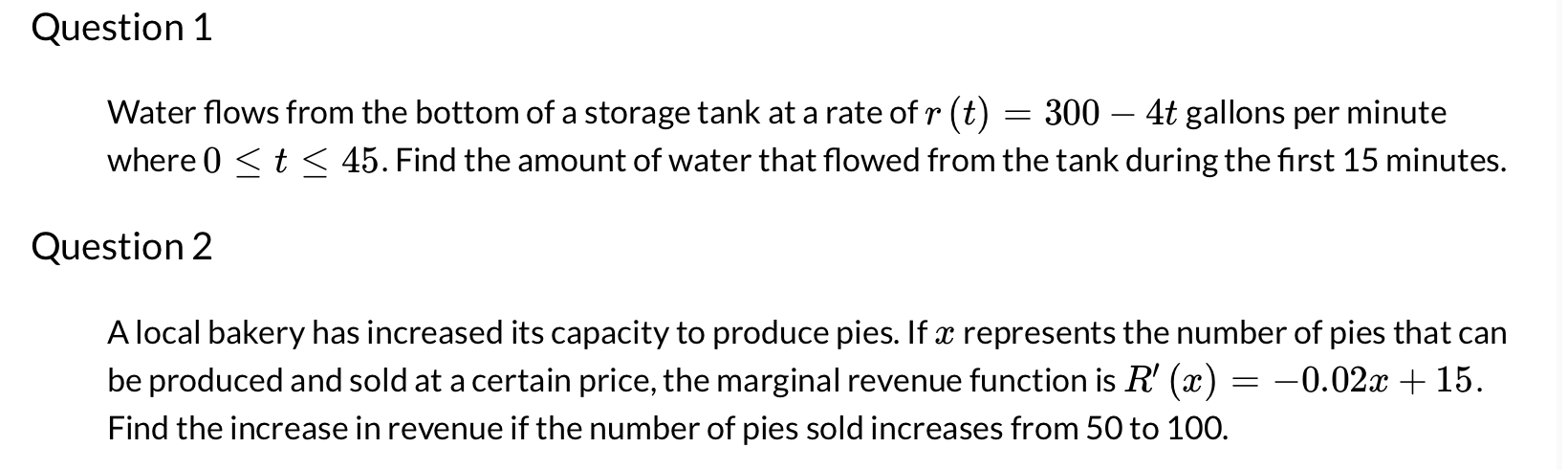 Solved Question 1Water flows from the bottom of a storage | Chegg.com