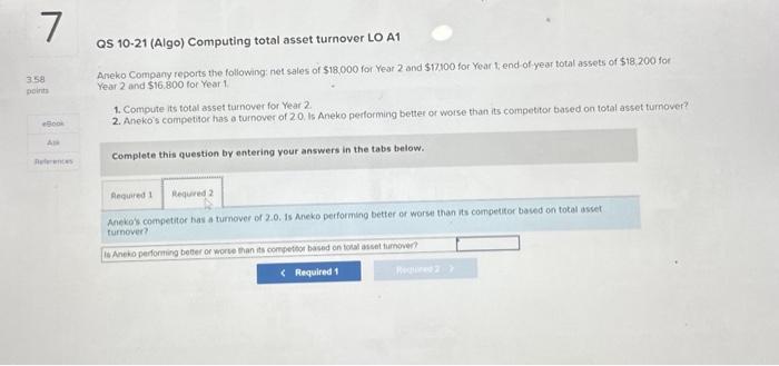 Solved QS 10-21 (Algo) Computing total asset turnover LO A1 | Chegg.com