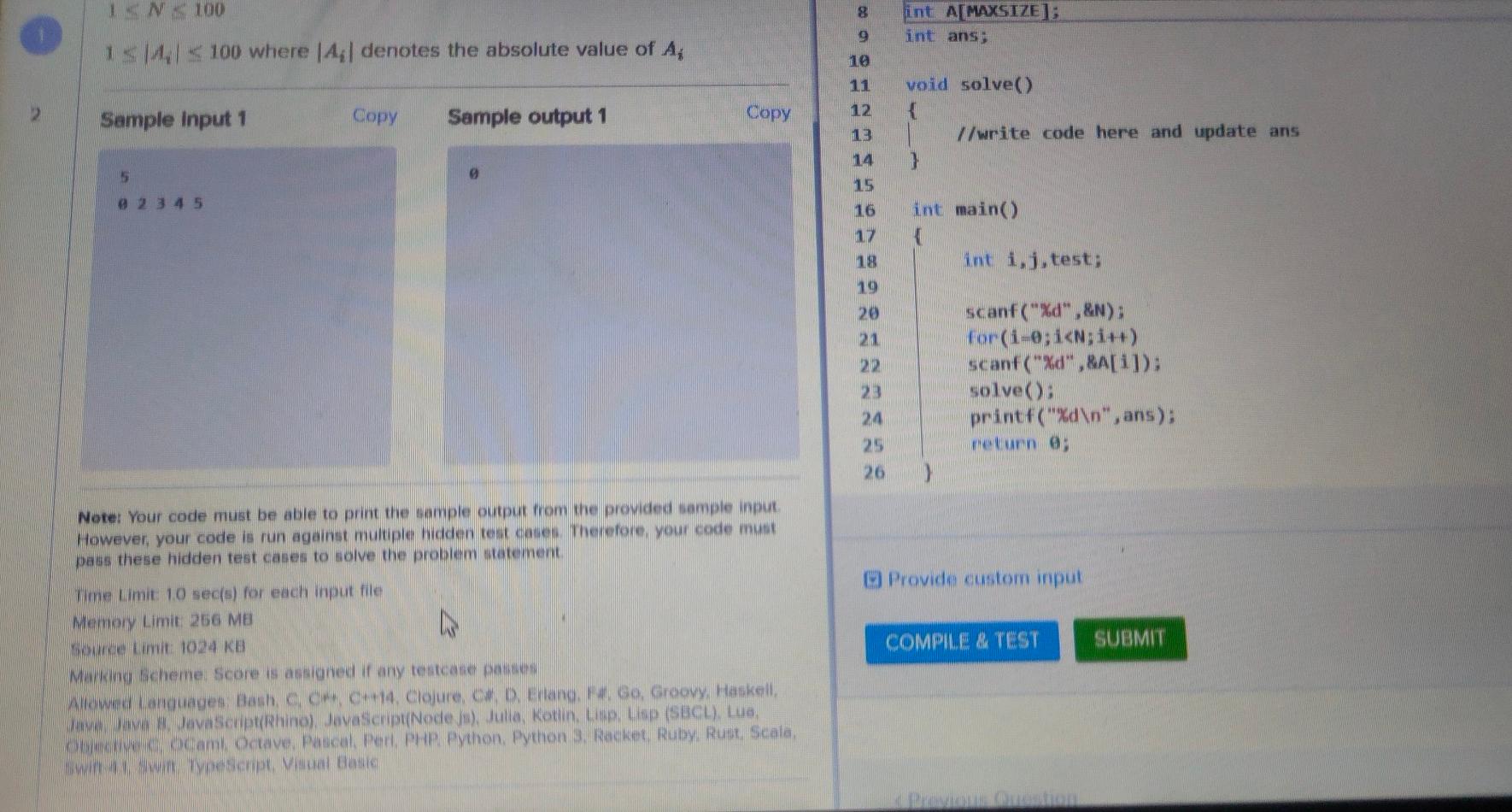 Solved 1 Prog Closest to zero 2 3 #include using namespace | Chegg.com
