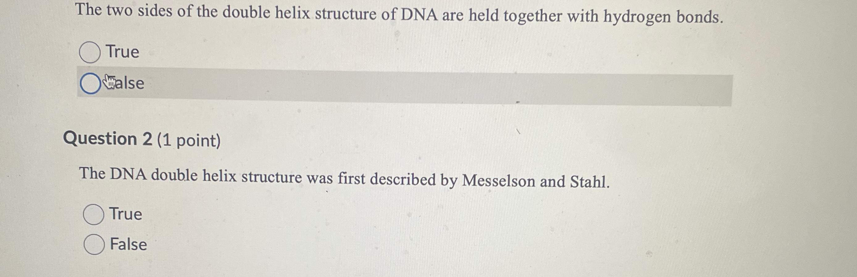 Solved The two sides of the double helix structure of DNA | Chegg.com