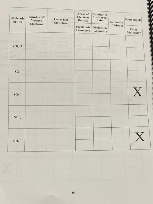 Solved Name Section Date Experiment 5 Molecular Shape and | Chegg.com