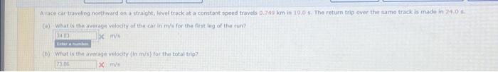 Solved (a) What is the averagen velocity of the car in miv | Chegg.com