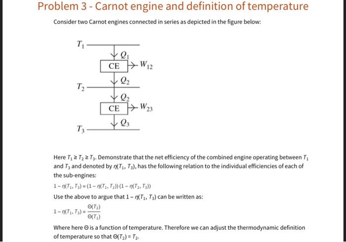 Solved roblem 3 - Carnot engine and definition of | Chegg.com