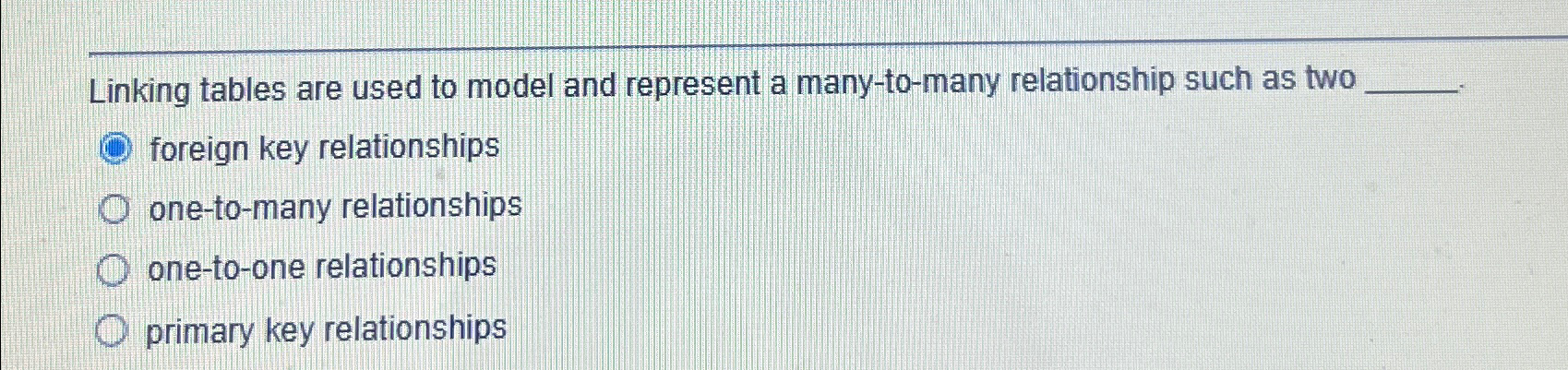 Solved Linking tables are used to model and represent a | Chegg.com