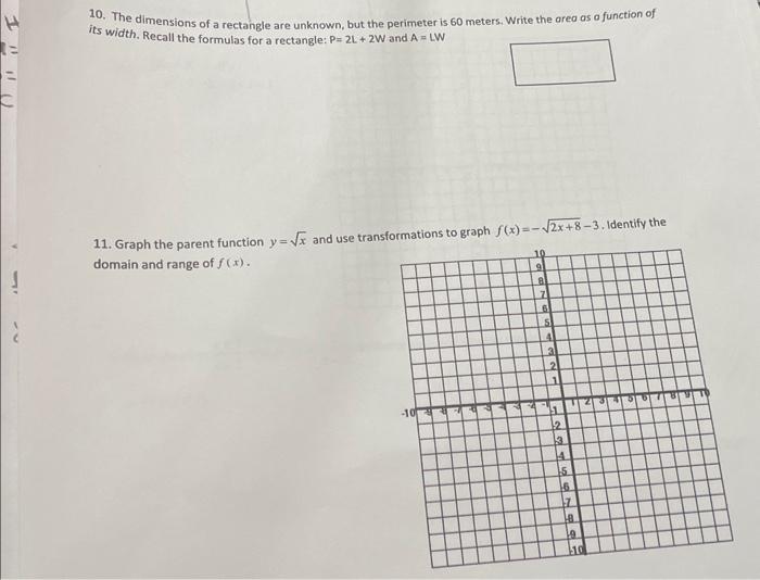 Solved 10. The dimensions of a rectangle are unknown, but | Chegg.com