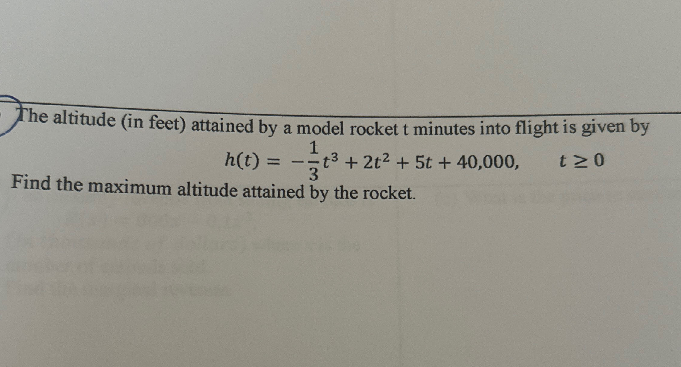 Solved The altitude (in feet) ﻿attained by a model rocket t | Chegg.com
