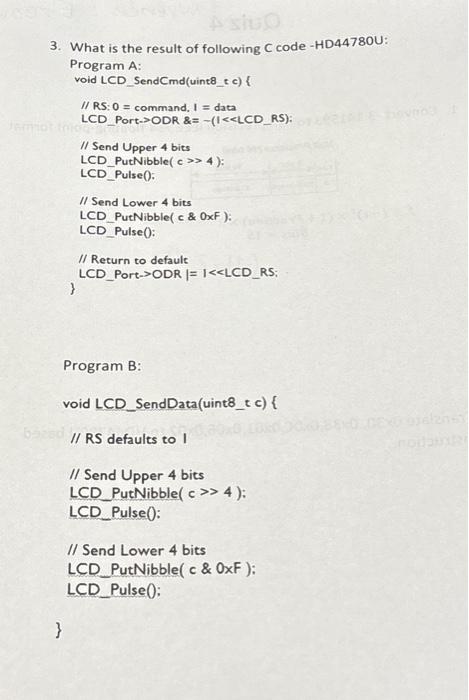 3. What is the result of following C code −HD44780 : | Chegg.com