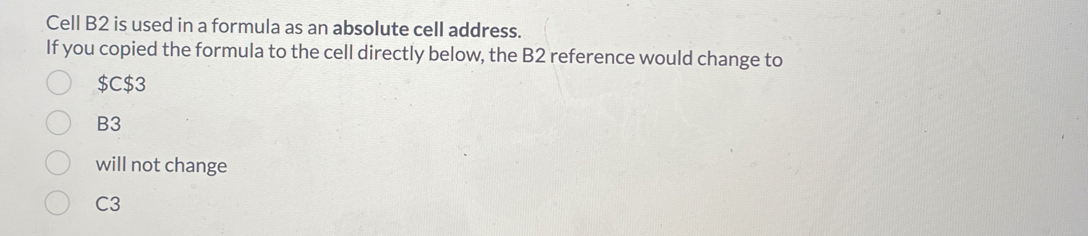 Solved Cell B2 ﻿is used in a formula as an absolute cell | Chegg.com